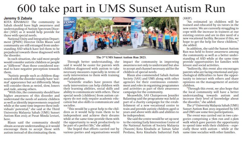 CTTSB supports Autism Awareness in UMS Sunset Autism Run 2023 | Common ...